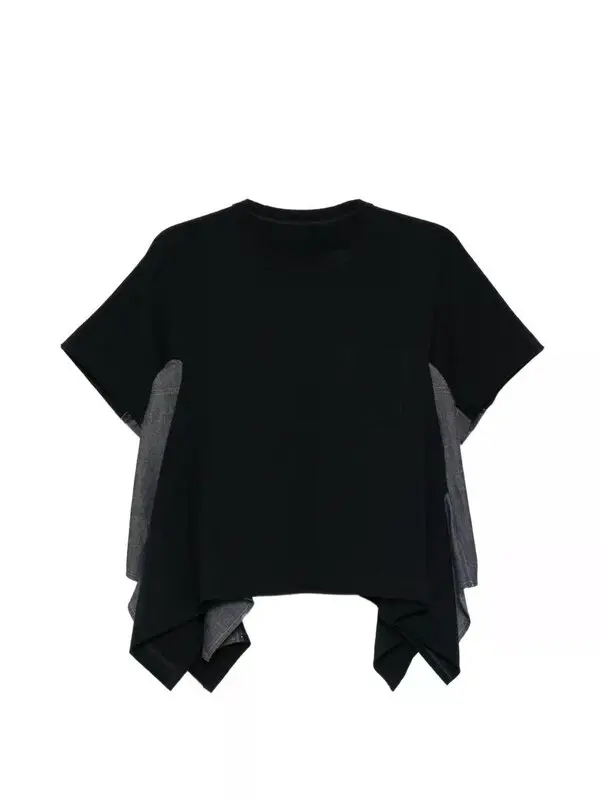 Sacai Exposed-seam Cotton T-shirt - Blue