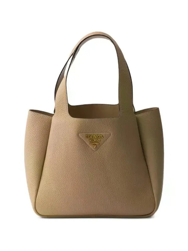 Prada Small Leather Tote Bag - Neutrals