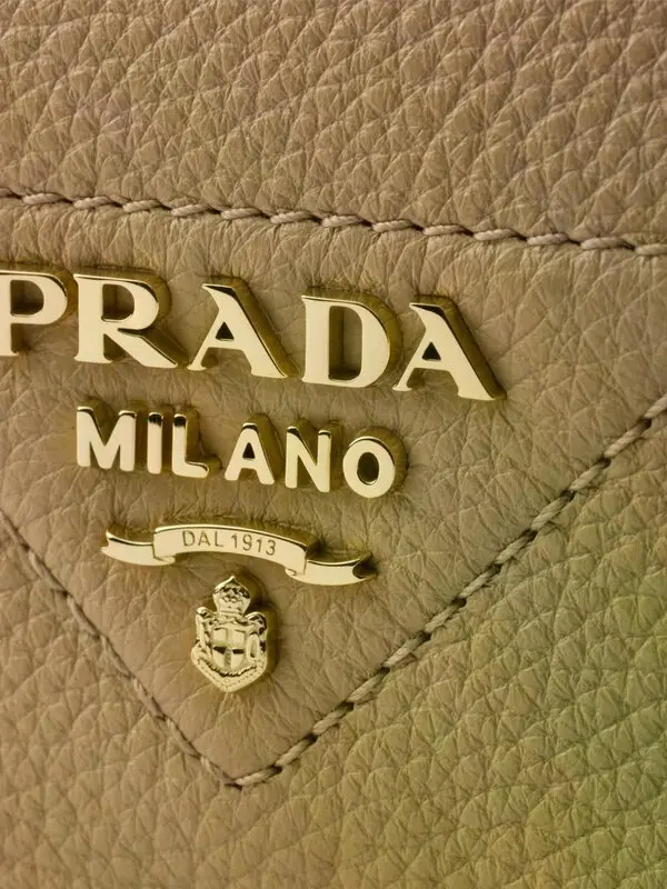 Prada Logo-plaque Flap Leather Shoulder Bag - Neutrals