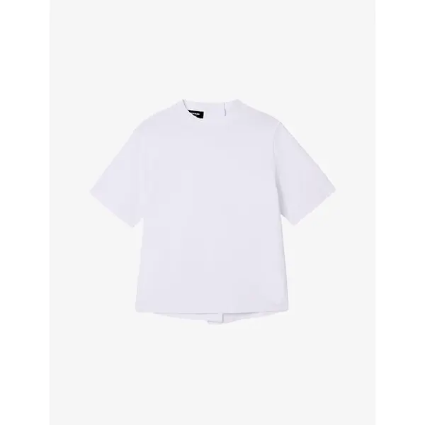 Whistles Relaxed-fit Buckle-embellished Cotton-jersey T-shirt - White