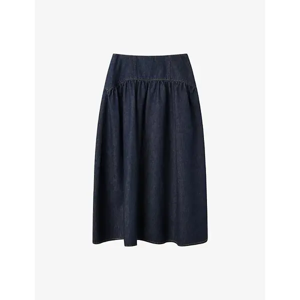 Whistles High-rise A-line Denim Midi Skirt - Blue