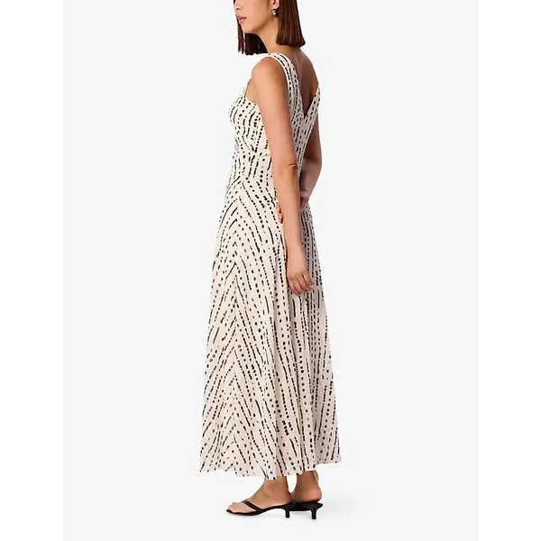 Whistles Abstract-pattern V-neck Chiffon Maxi Dress