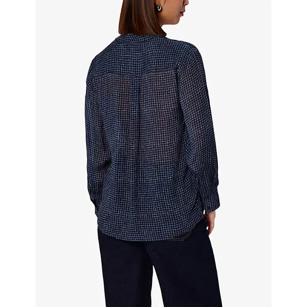 Whistles Grid-pattern Semi-sheer Woven Shirt