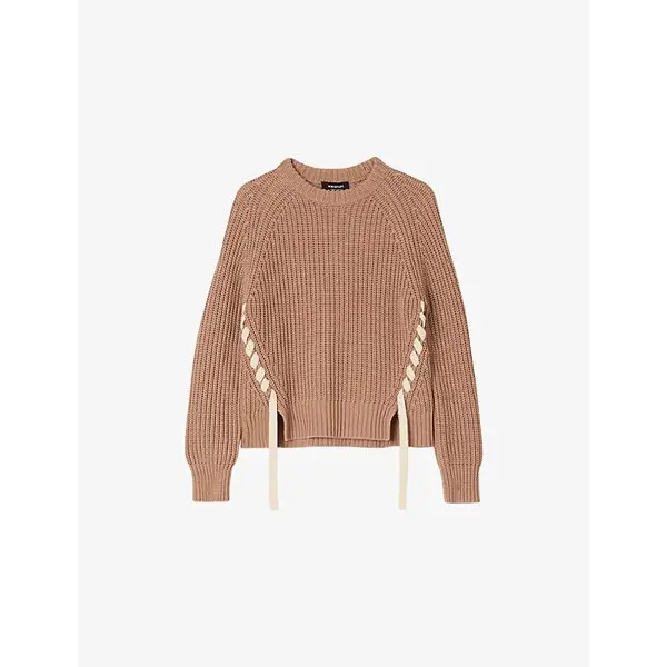 Whistles Lace-up Ribbed Knitted Jumper - Cream