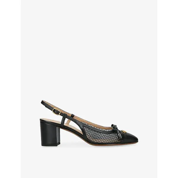 Valentino Garavani Valet Du Roi 60 Mesh And Leather Slingbacks - Black