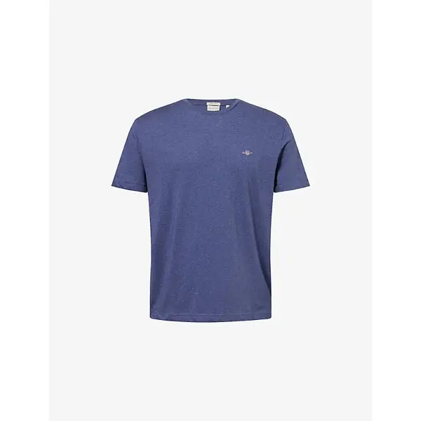 Gant Shield Embroidered-logo Cotton T-shirt - Dark Jeansblue Melange