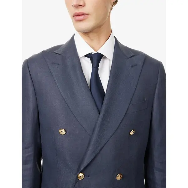 Corneliani Double-breasted Peak-lapel Linen Jacket