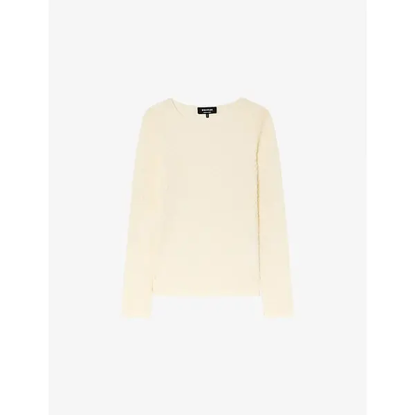Whistles Long-sleeved Dobby Jersey Top - Cream