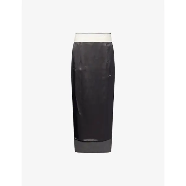 ROHE FRAMES Inside-out Wool-blend Midi Skirt - Dark Grey Melange