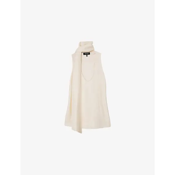 Whistles Sleeveless Scarf Silk Top - Cream