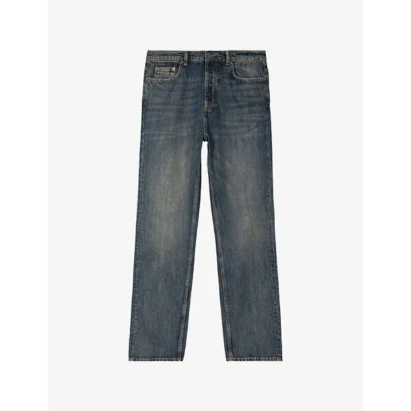 The Kooples Faded-wash Straight-leg Denim Jeans - Medium Blue