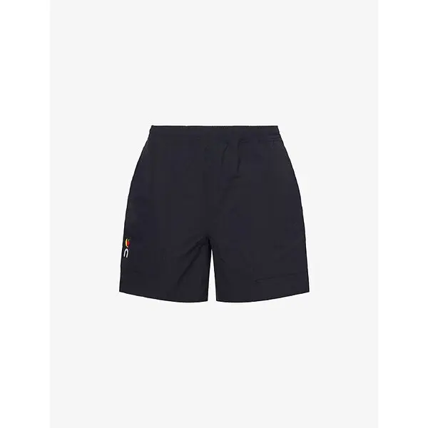 On Logo-print Slip-pocket Stretch-woven Shorts - Black