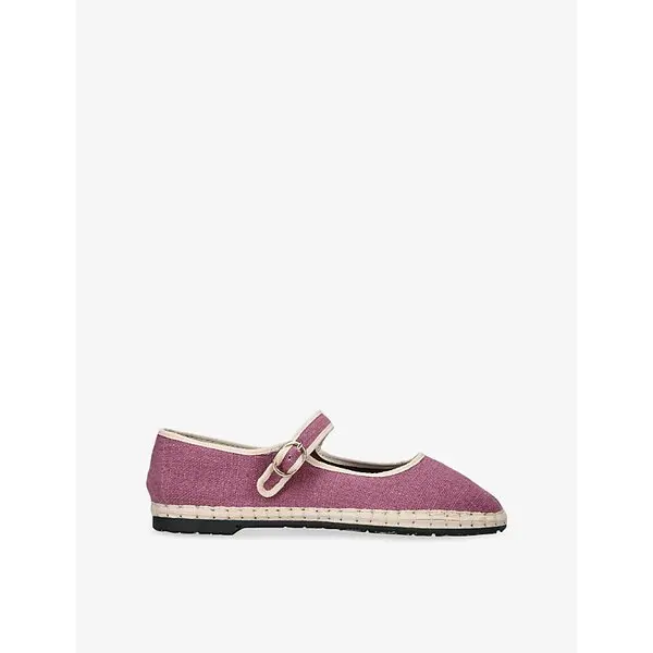 FLABELUS Ariadna Linen Mary Jane Flats - Pink Comb