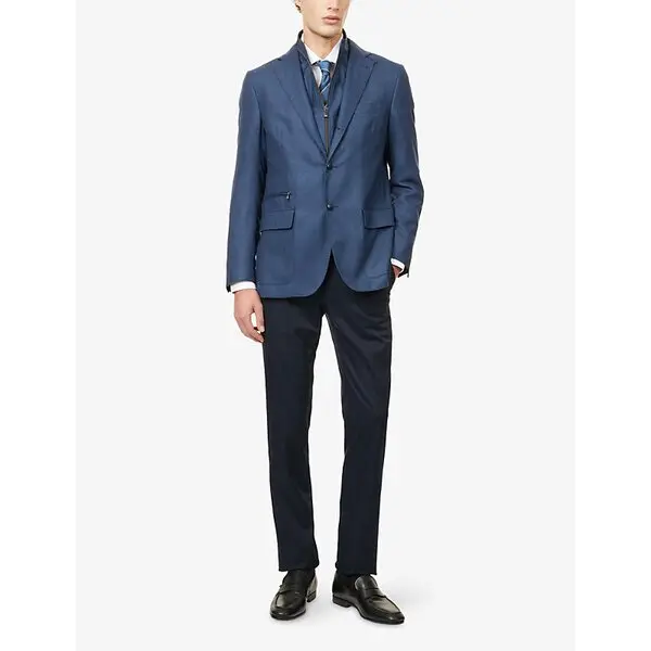 Corneliani Elbow-patch Notch-lapel Silk-and-wool Jacket
