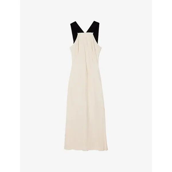 Whistles Buckle-strap Slim-fit Woven Midi Dress - Cream