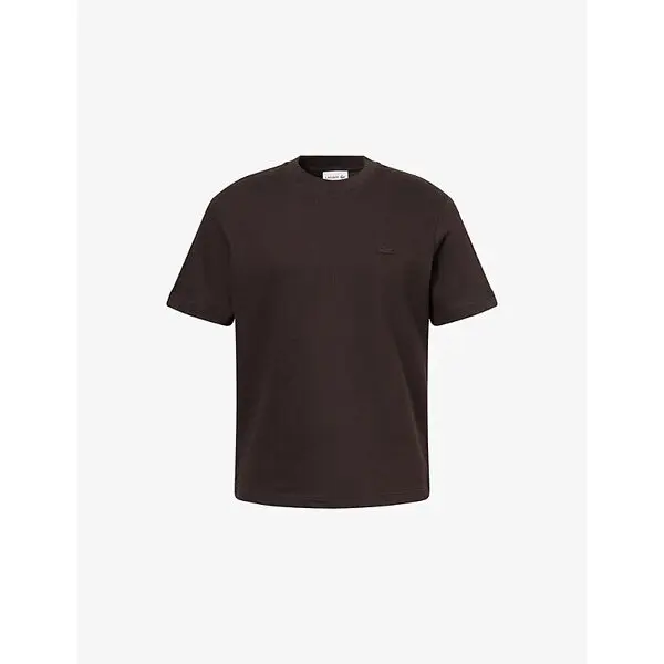 Lacoste Slubby Logo-patch Cotton T-shirt - Brown