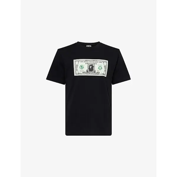 A BATHING APE Banknote Graphic Cotton-jersey T-shirt - Black