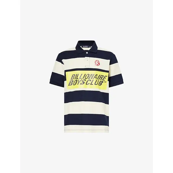 BILLIONAIRE BOYS CLUB Regatta Stipe Cotton Polo Shirt - Navy Ecru