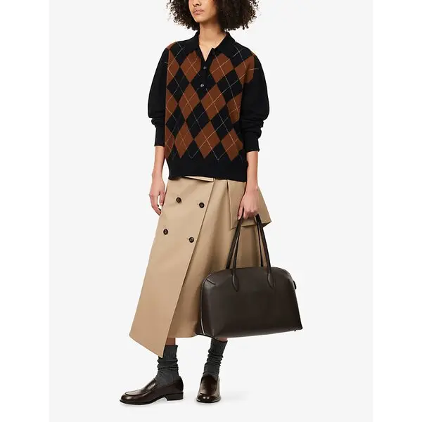 ROHE FRAMES Argyle-check Knitted Wool Polo Top