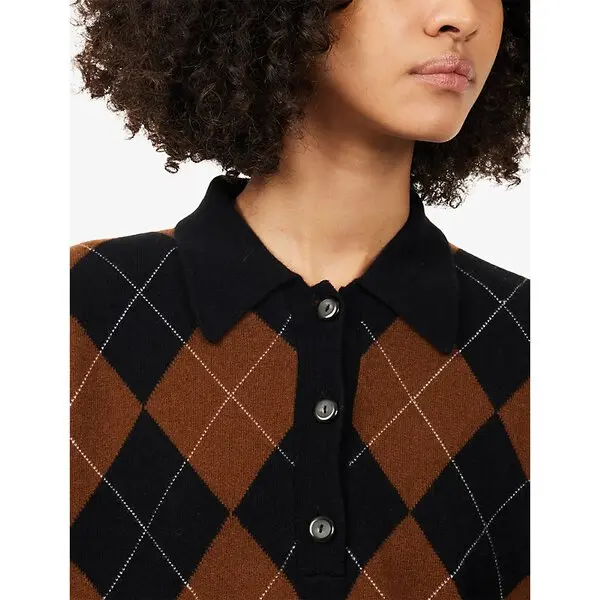 ROHE FRAMES Argyle-check Knitted Wool Polo Top