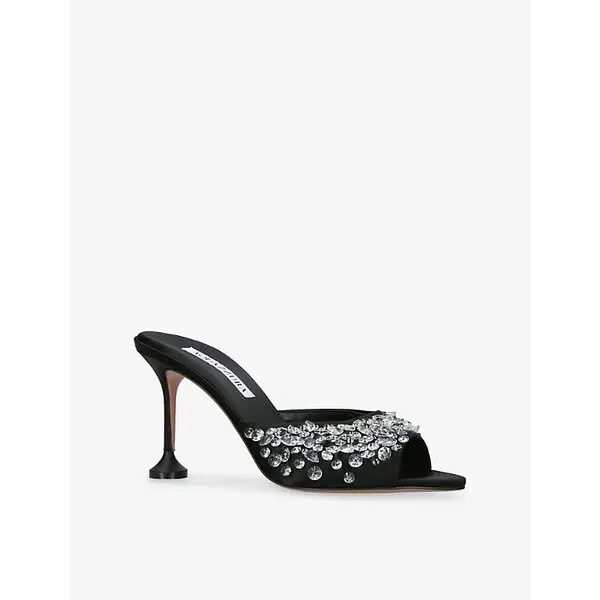 AQUAZZURA Bisous Crystal 85 Satin Mules