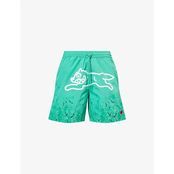 ICECREAM Snakeskin Running Dog Swim Shorts - Green