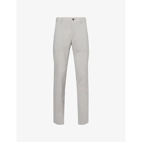Eleventy Flat Front Wool Chino Trousers - Gray
