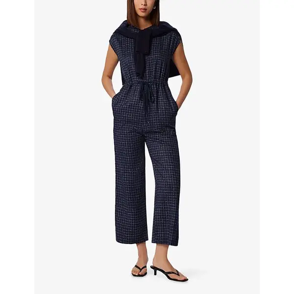 Whistles Grid-pattern Sleeveless Lyocell Jumpsuit