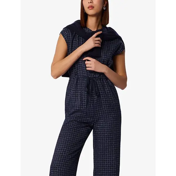 Whistles Grid-pattern Sleeveless Lyocell Jumpsuit