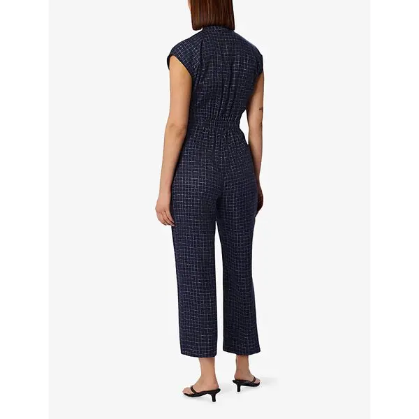 Whistles Grid-pattern Sleeveless Lyocell Jumpsuit