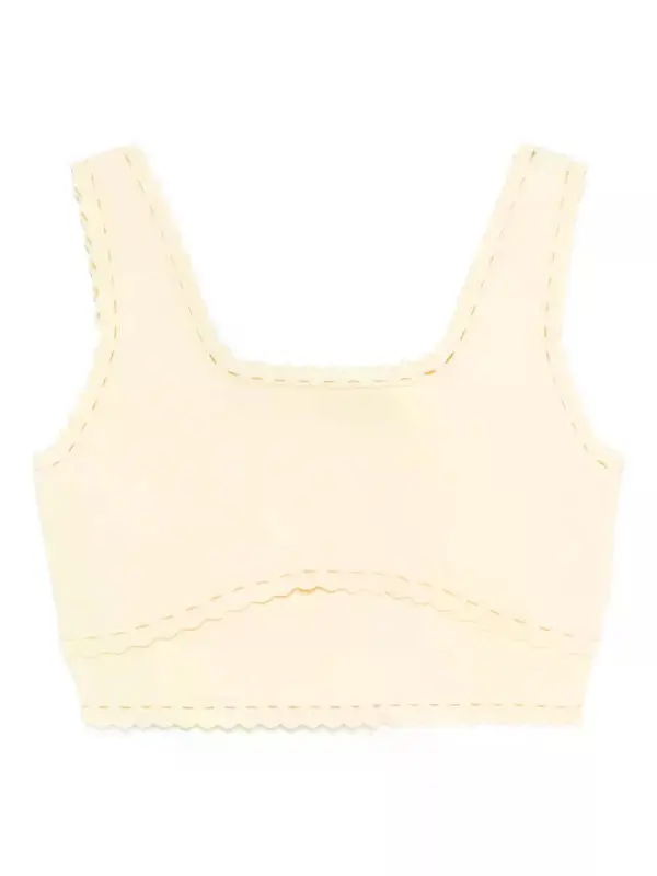 Sandro Scalloped-trim Crop Top - Yellow