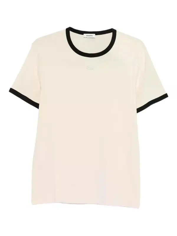 Sandro Contrast-trim T-shirt - Neutrals