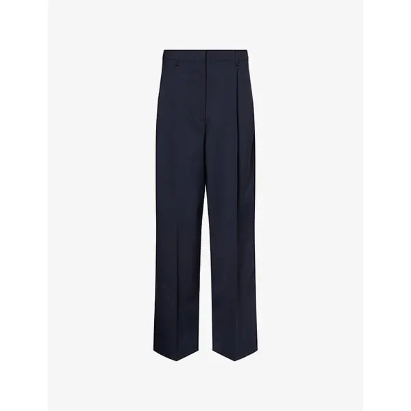 Miu Miu Tailored Straight-leg Wool-blend Trousers - Bleu