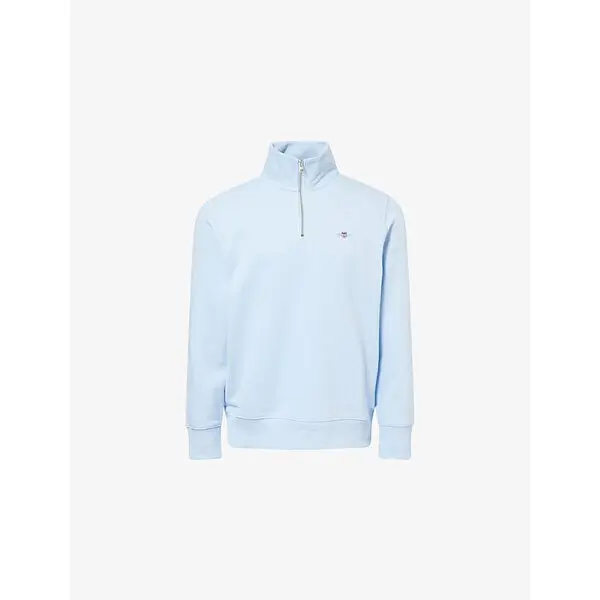 Gant Shield Embroidered-logo Cotton-blend Sweatshirt - Fresh Blue