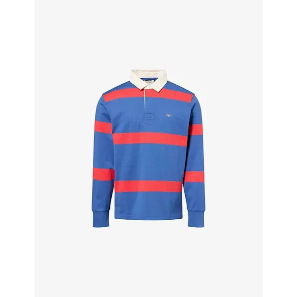 Gant Striped Rugby Cotton Polo Shirt - Vintage Blue