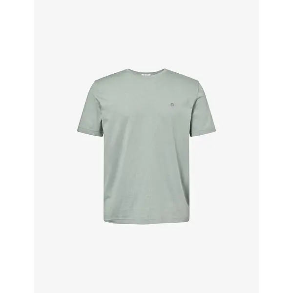 Gant Shield Embroidered-logo Cotton T-shirt - Ceramic Grey