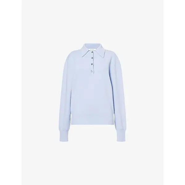 ROHE FRAMES Long-sleeve Knitted Wool-blend Polo Top - Foam