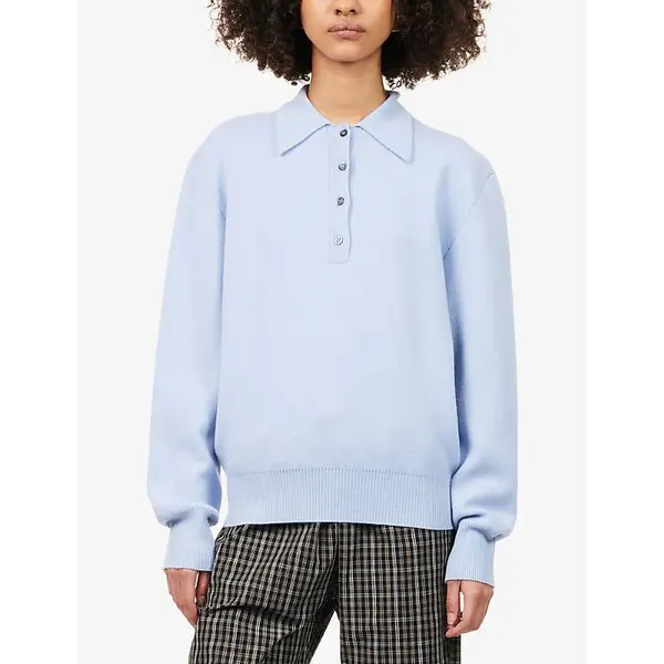 ROHE FRAMES Long-sleeve Knitted Wool-blend Polo Top