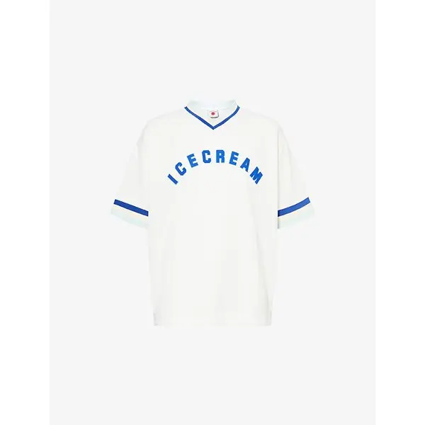 ICECREAM V-neck Sports Jersey T-shirt - White