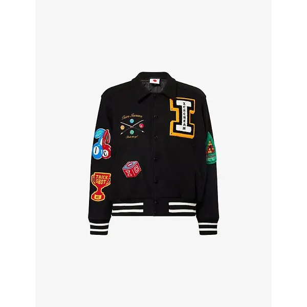 ICECREAM Trick Shot Varsity Brushed Fleece Jacket - Black