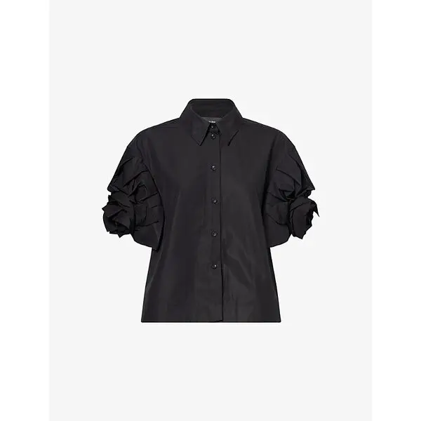 Simone Rocha Rose Puff-sleeve Cotton Shirt - Black