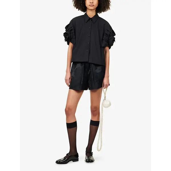Simone Rocha Rose Puff-sleeve Cotton Shirt