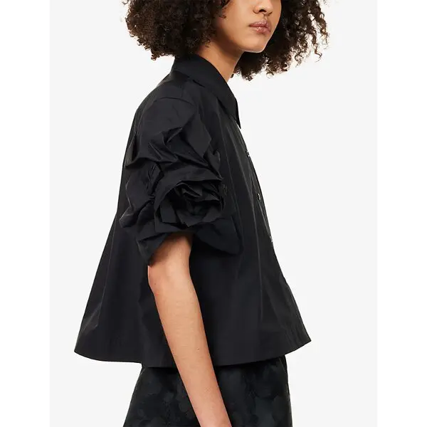 Simone Rocha Rose Puff-sleeve Cotton Shirt