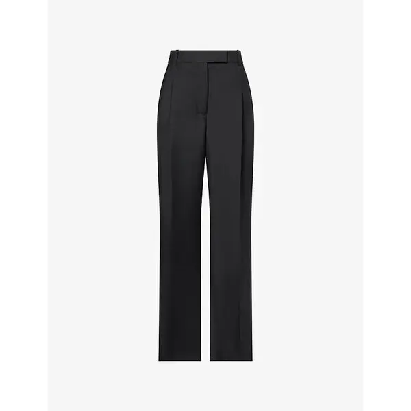 ROHE FRAMES Mid-rise Tailored Wool-blend Trousers - Black