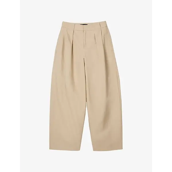 Whistles Pleated Barrel-leg Cotton Trousers - Cream