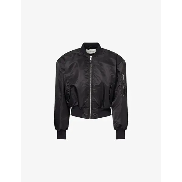ENTIRE STUDIOS Cropped Broad Nylon Bomber Jacket - Oil