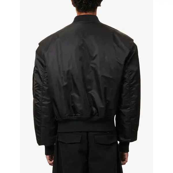 ENTIRE STUDIOS Cropped Broad Nylon Bomber Jacket - Oil