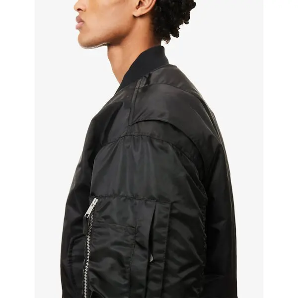 ENTIRE STUDIOS Cropped Broad Nylon Bomber Jacket - Oil
