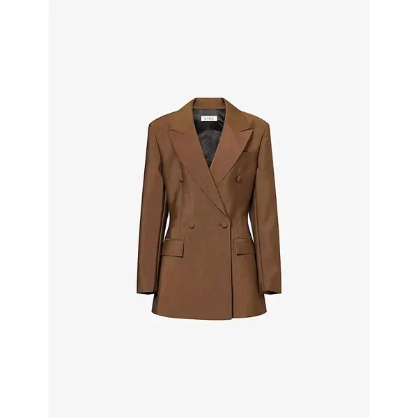 ROHE FRAMES Padded-shoulder Hourglass-waist Wool-blend Blazer - Golden Brown