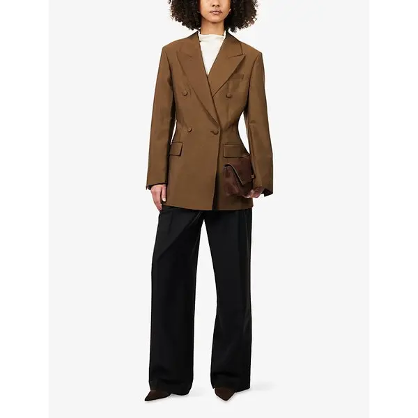 ROHE FRAMES Padded-shoulder Hourglass-waist Wool-blend Blazer